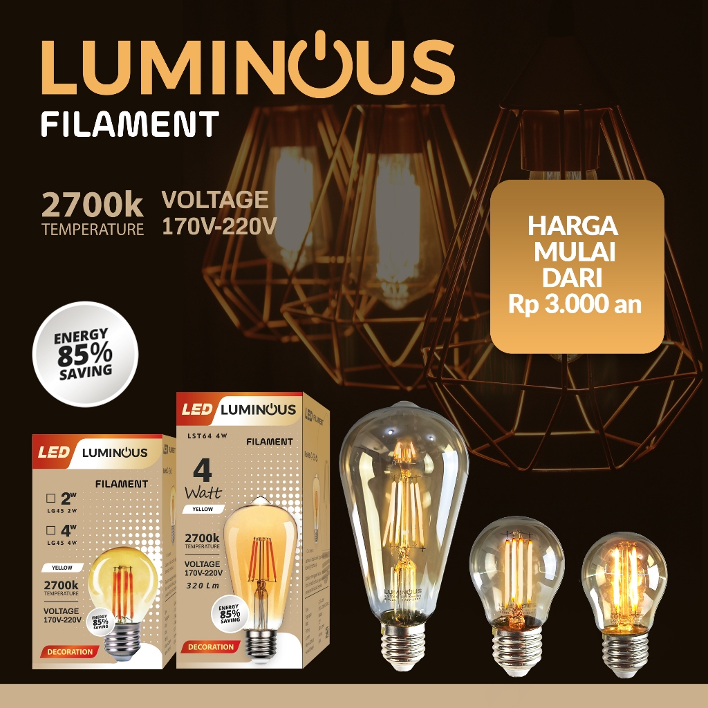 Jual Lampu Led Filamen Grade A+ PREMIUM 4WATT Kaca Tebal Lampu Edison ...