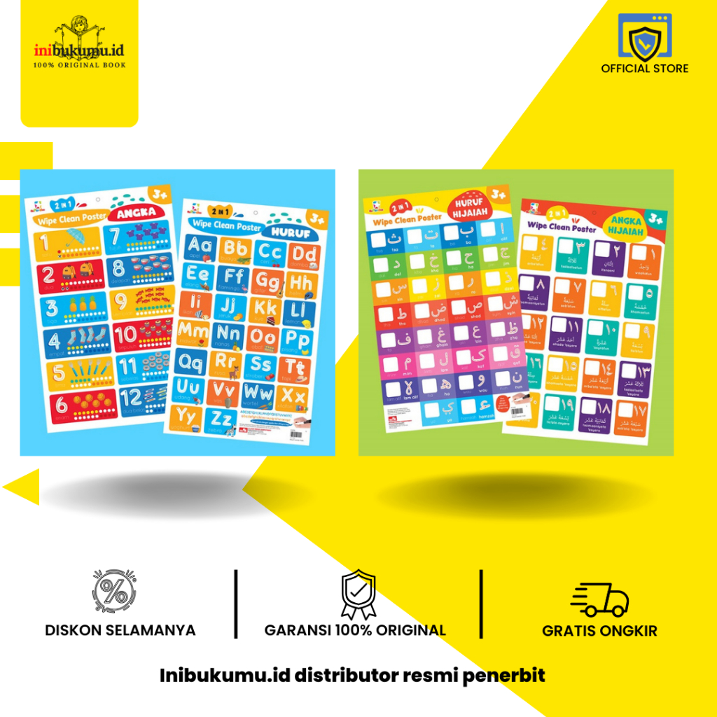 Jual Opredo 2in1 Wipe Clean Poster - Angka Hijaiah dan Huruf Hijaiah ...