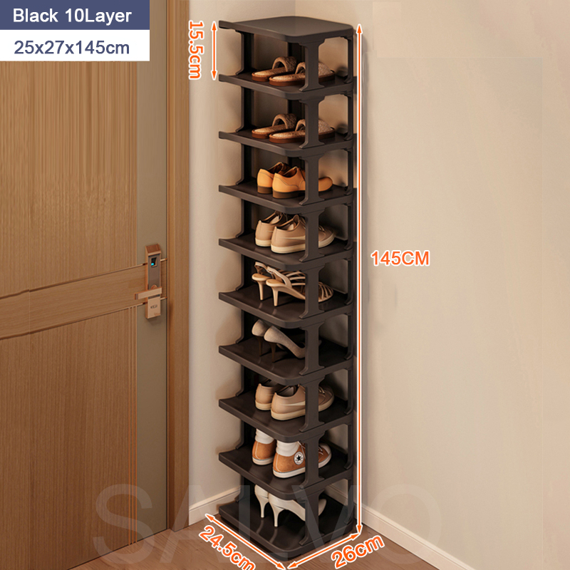 Jual WARM LAB Black Rak Sepatu Plastik Susun Tempat Serbaguna Minimalis ...