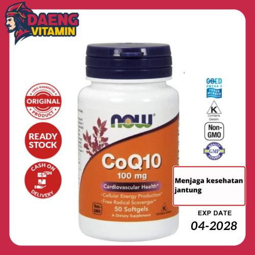 Jual NOW Foods CoQ10 100 mg 50 Softgels - vitamin jantung pembuluh darah tinggi | Shopee Indonesia