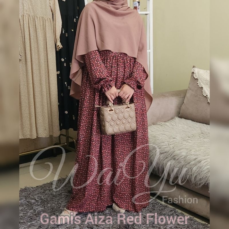Jual Gamis Aiza Red Flower | Shopee Indonesia