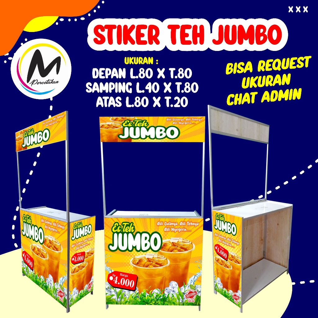 Jual CETAK STIKER ES TEH / STANDBOOTH ES TEH / BOOTH LIPAT / GEROBAK ...