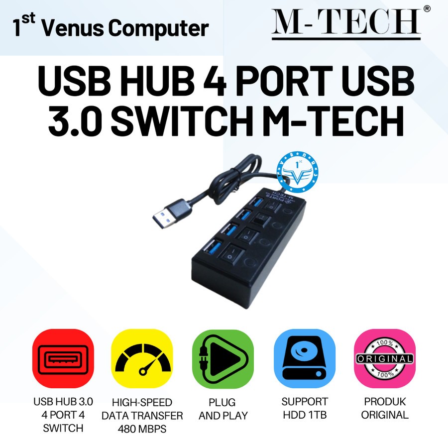 Jual USB HUB 4 PORT USB 3.0 SWITCH M-TECH / USB HUB M-TECH / NOT36-USB ...