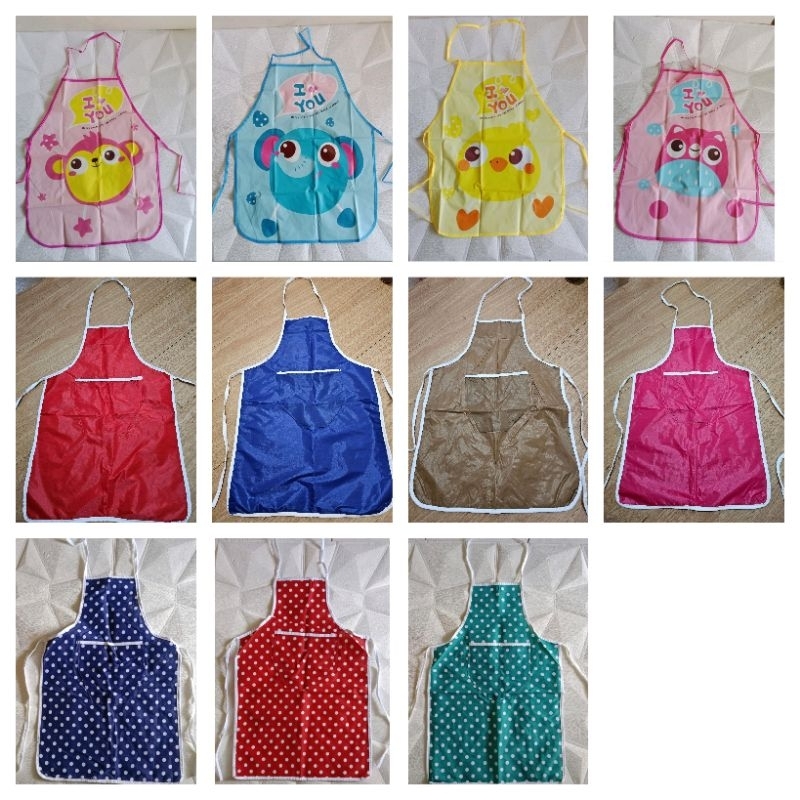 Jual CELEMEK/ APRON ANAK TK SD KARAKTER DAN POLOS (1pcs) | Shopee Indonesia