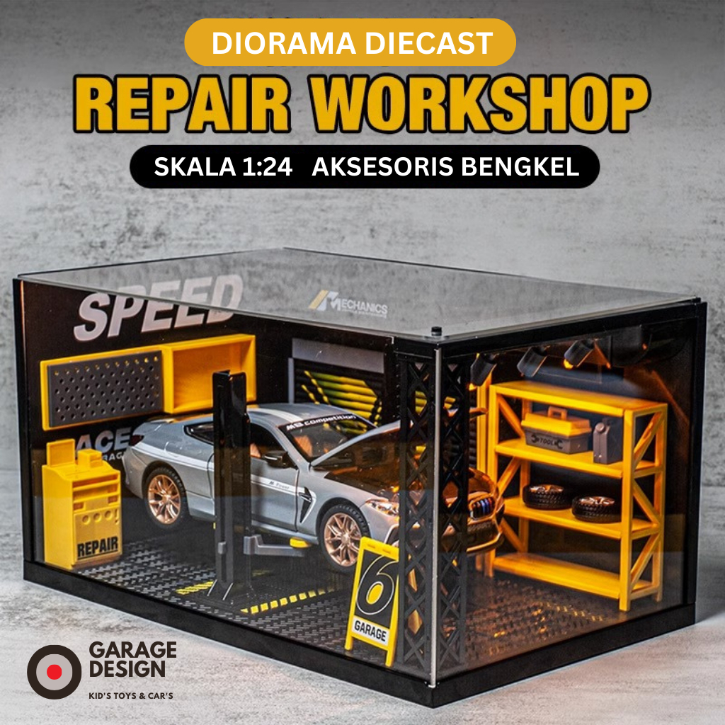 Jual Miniatur Diecast Diorama DIY Miniatur Vehicle Repair Workshop ...