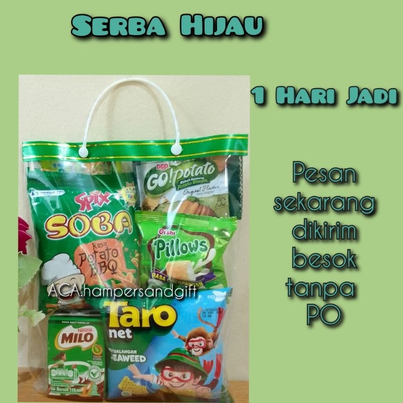 Jual paket Snack hijau / paket Snack ulang tahun hijau / paket makanan ...
