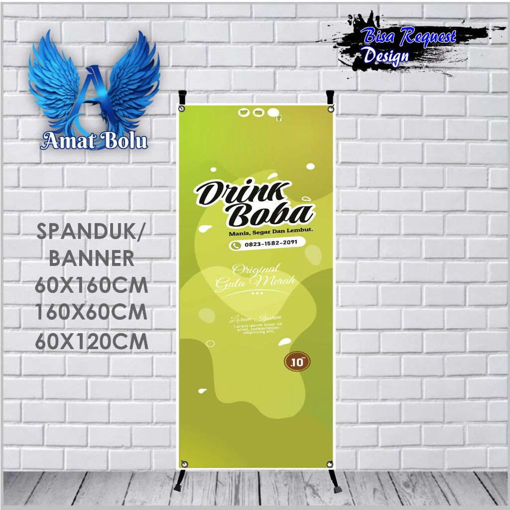 Jual MMT,SPANDUK BOBA DRINK HIJAU UKURAN 60X160 BISA REQUEST | Shopee ...