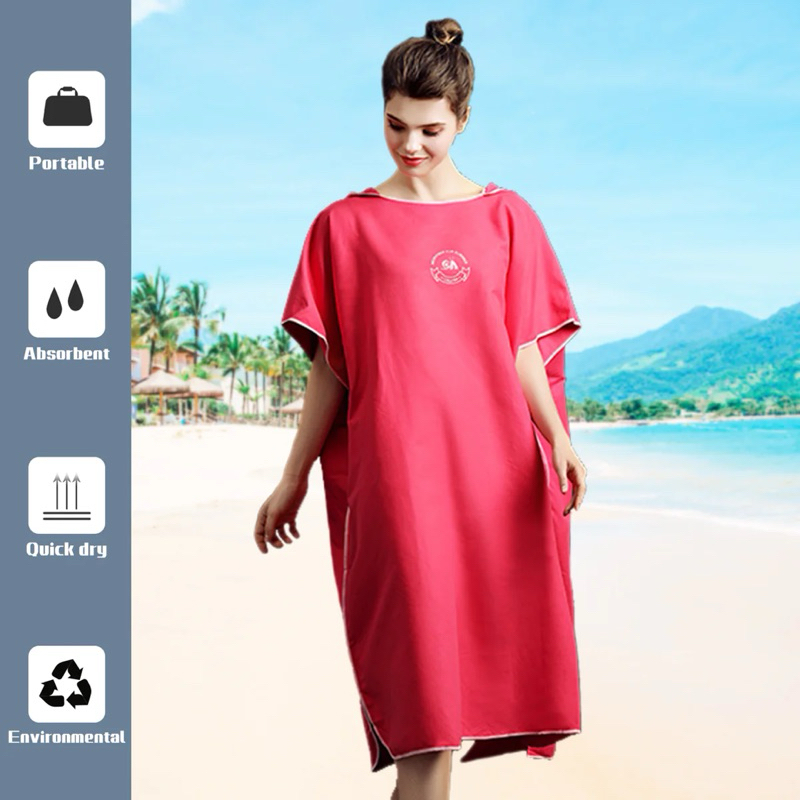 Jual SALE! microfiber quick dry changing robe poncho towel (with hood ...