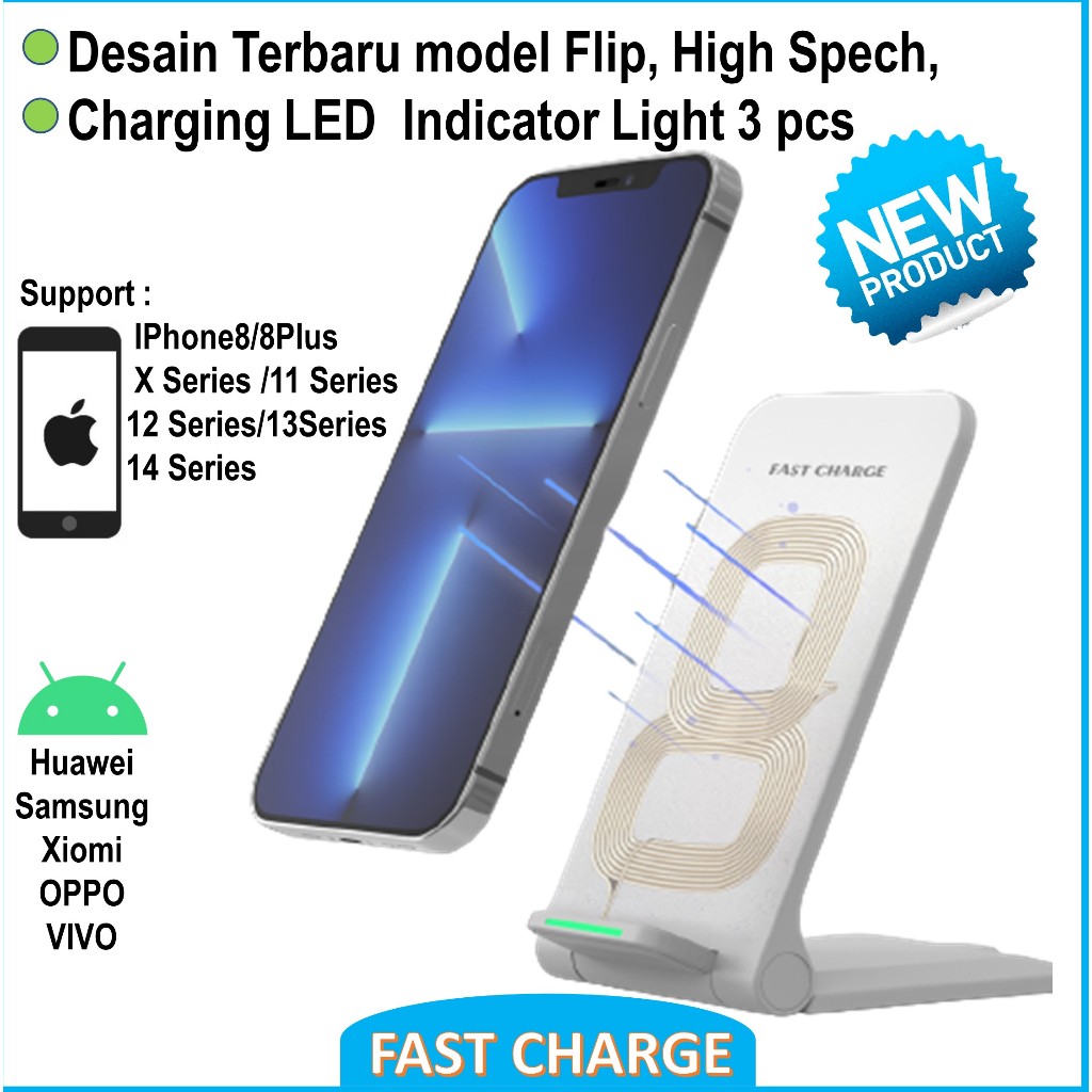 Jual Wireless Charger 15W New Product Model Flip Fast Charging Holder ...