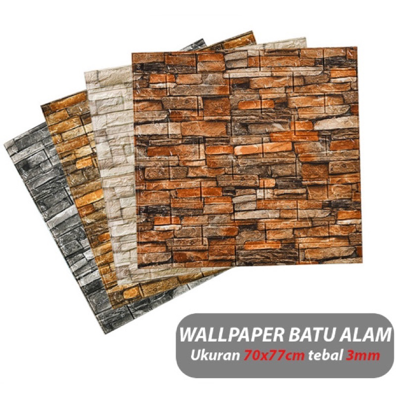 Jual Wallpaper Dinding 3D bata / wallpaper 3D Foam 77x70cm tebal 4.5mm ...