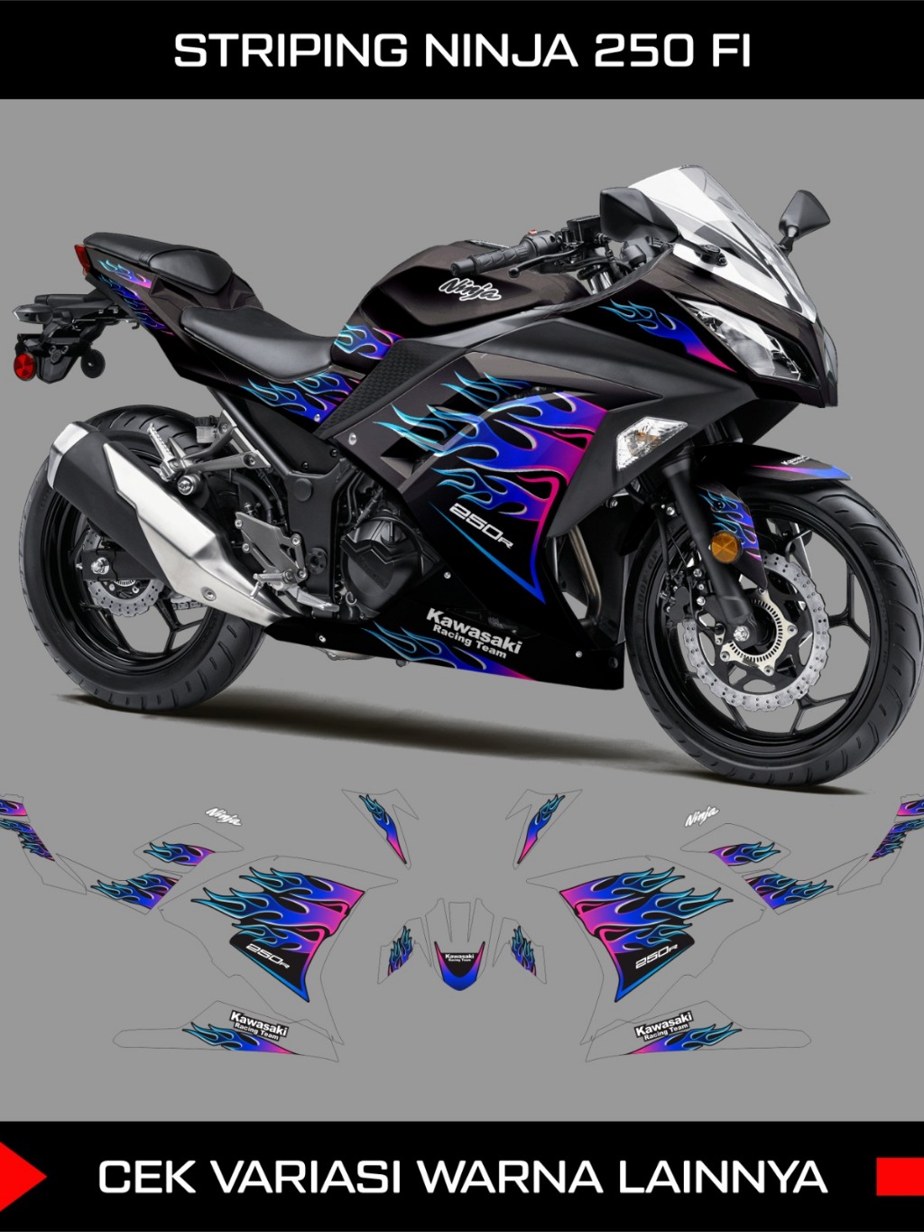 Jual STRIPING NINJA250 FI LAMA EDISI API RAINBOW / STIKER MOTOR ...