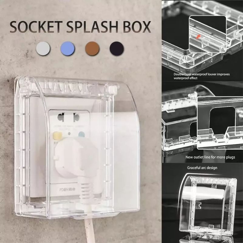 Jual (CLASHOP) cover box kotak tutup pengaman double tempel dinding ...