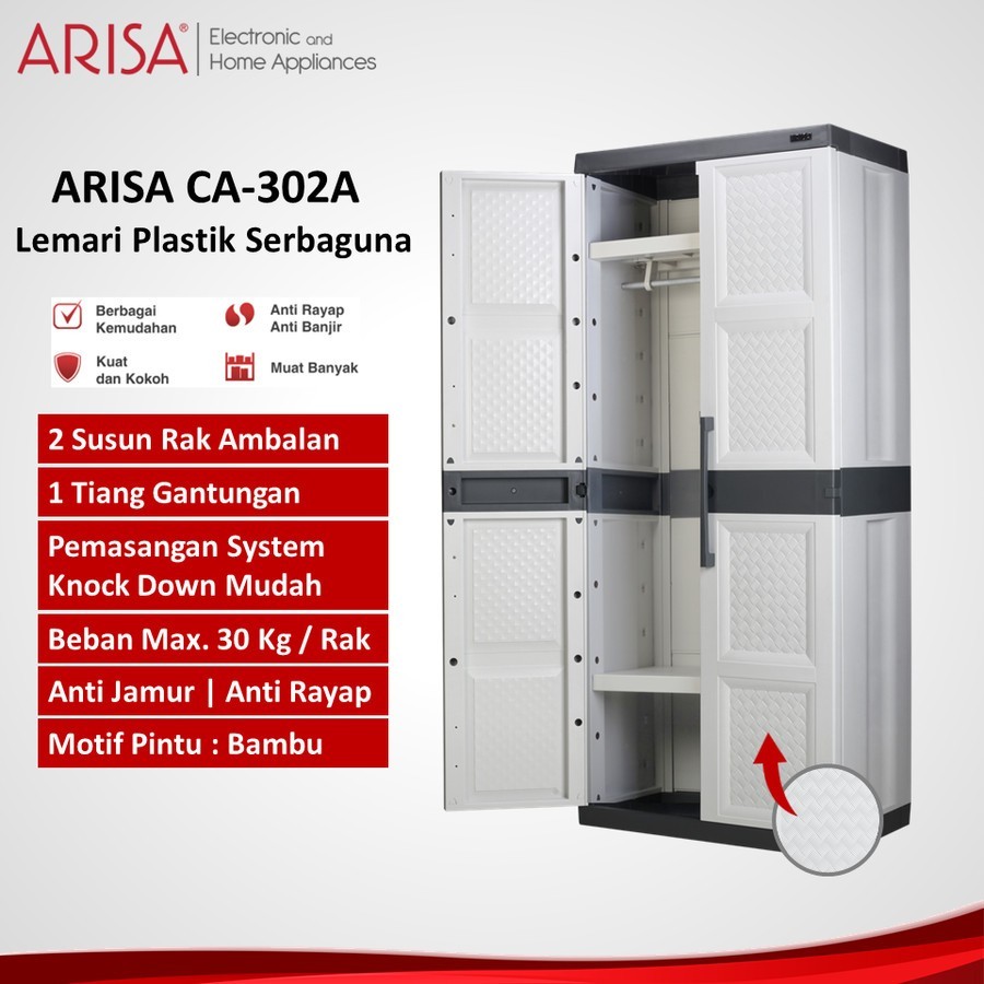 Jual Lemari Multifungsi Plastik Elegan Dua Pintu Arisa CA 302A Original | Shopee Indonesia