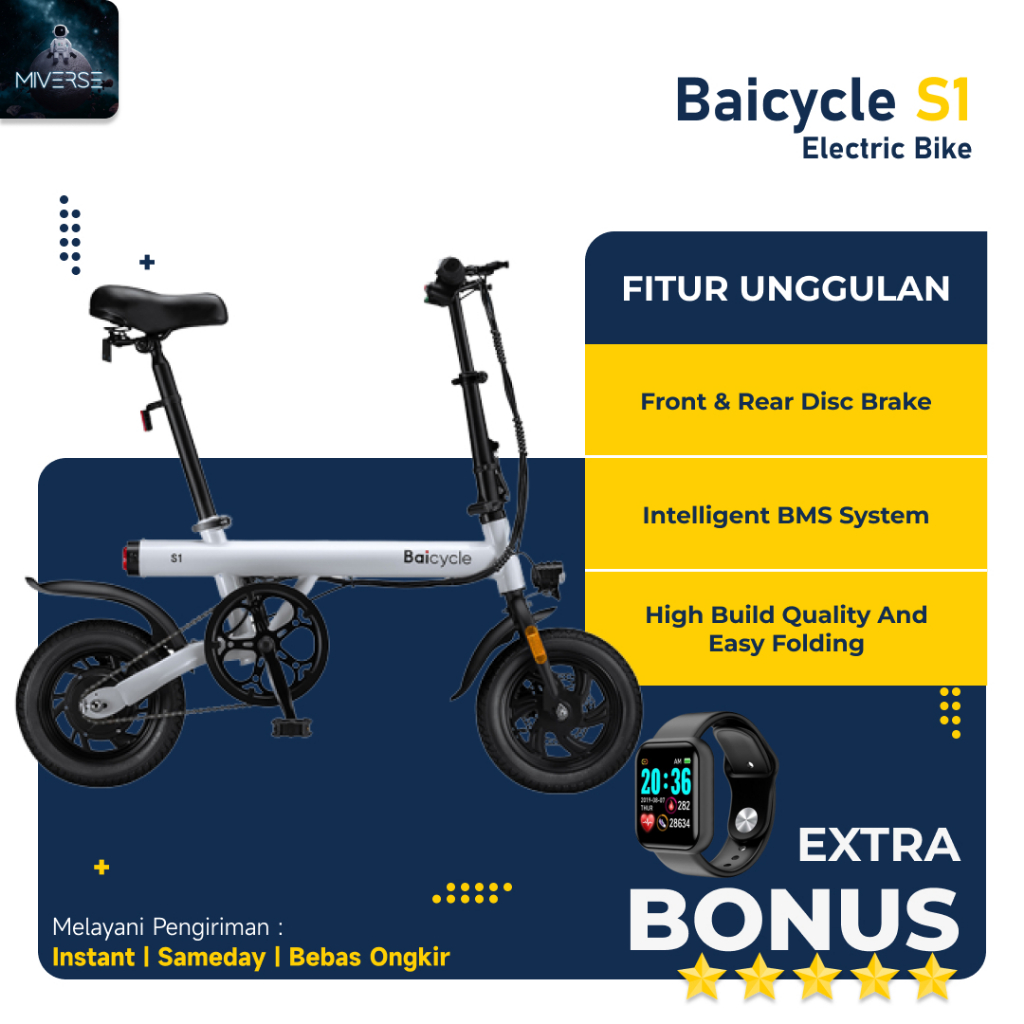 Jual Baicycle S1 Foldable Electric Bike 12inch Sepeda Listrik | Shopee ...