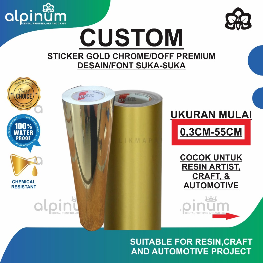 Jual CUSTOM STICKER CUTTING GOLD CHROME UNTUK RESIN ART | Shopee Indonesia