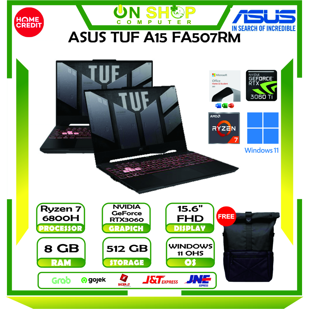 Jual ASUS TUF A15 FA507RM Ryzen 7 6800H 16GB 512GB RTX3060 W11 | Shopee ...