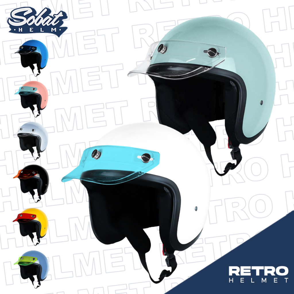 Jual Helm Retro Pet NORISK Bening 2 Helm Half Face SNI | Shopee Indonesia
