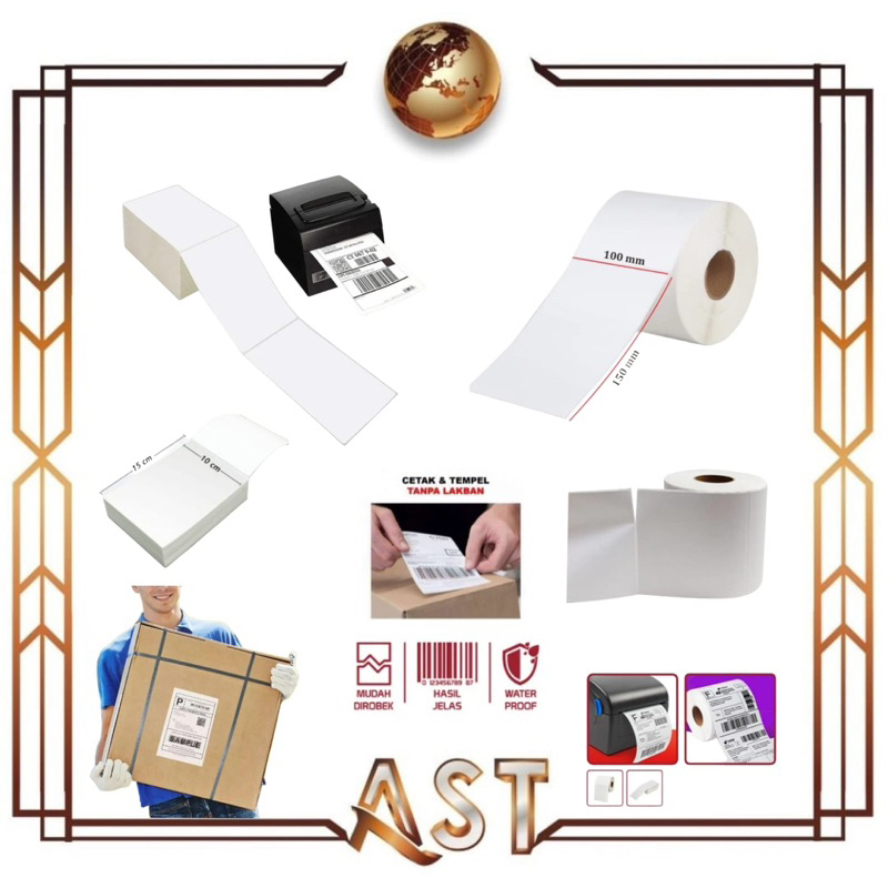 Jual Kertas Label Thermal SPX Bulat 100 X 150mm / 120mm Roll isi 250 ...