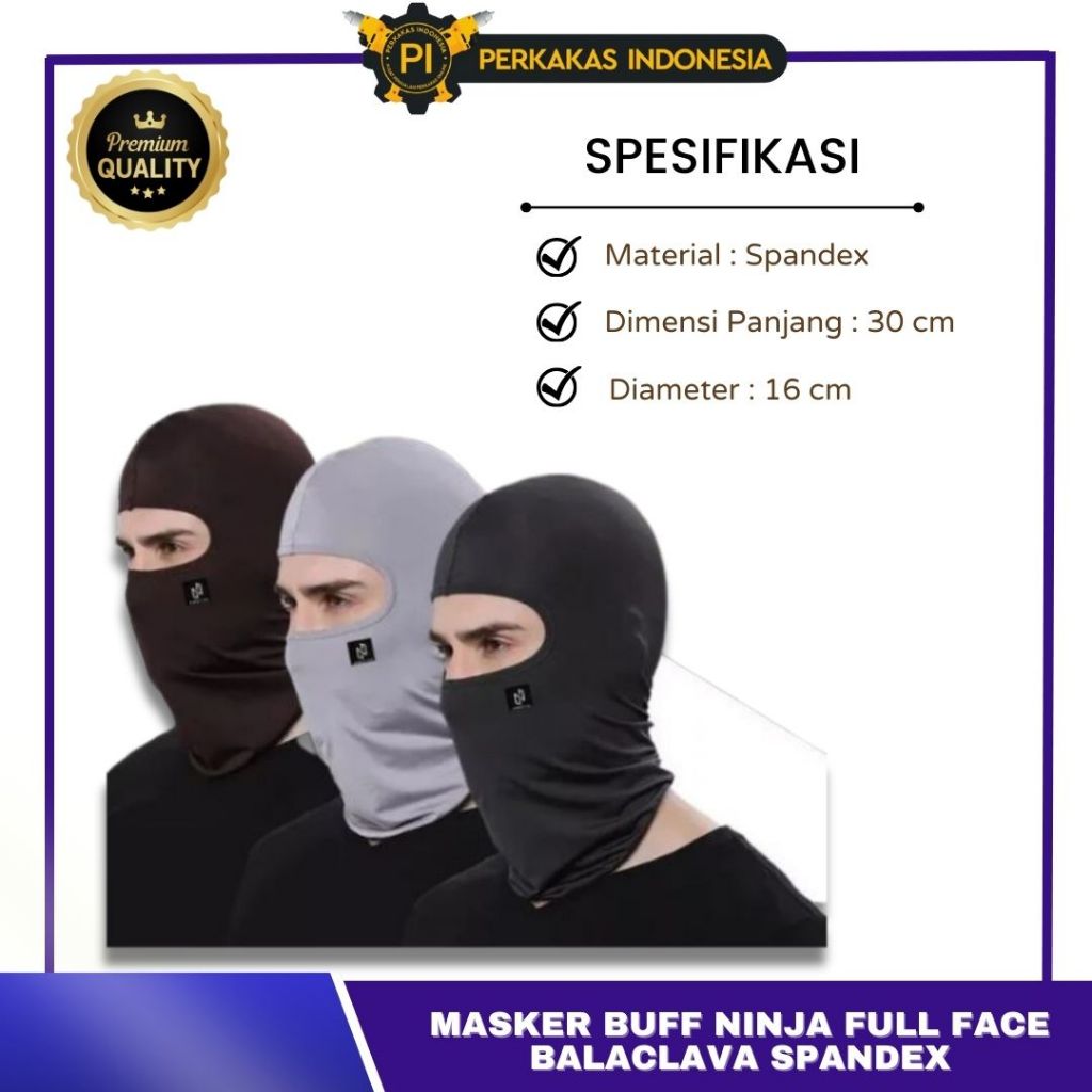 Jual Masker Buff Ninja Full Face Balaclava Spandex Hitam Polos Masker ...