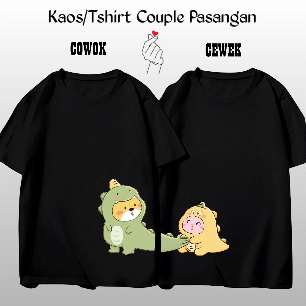 Jual Baju Kaos Couple Pasangan Dino Pria Wanita Lengan Pendek Katun 30s Trendy Kekinian / Kaos ...