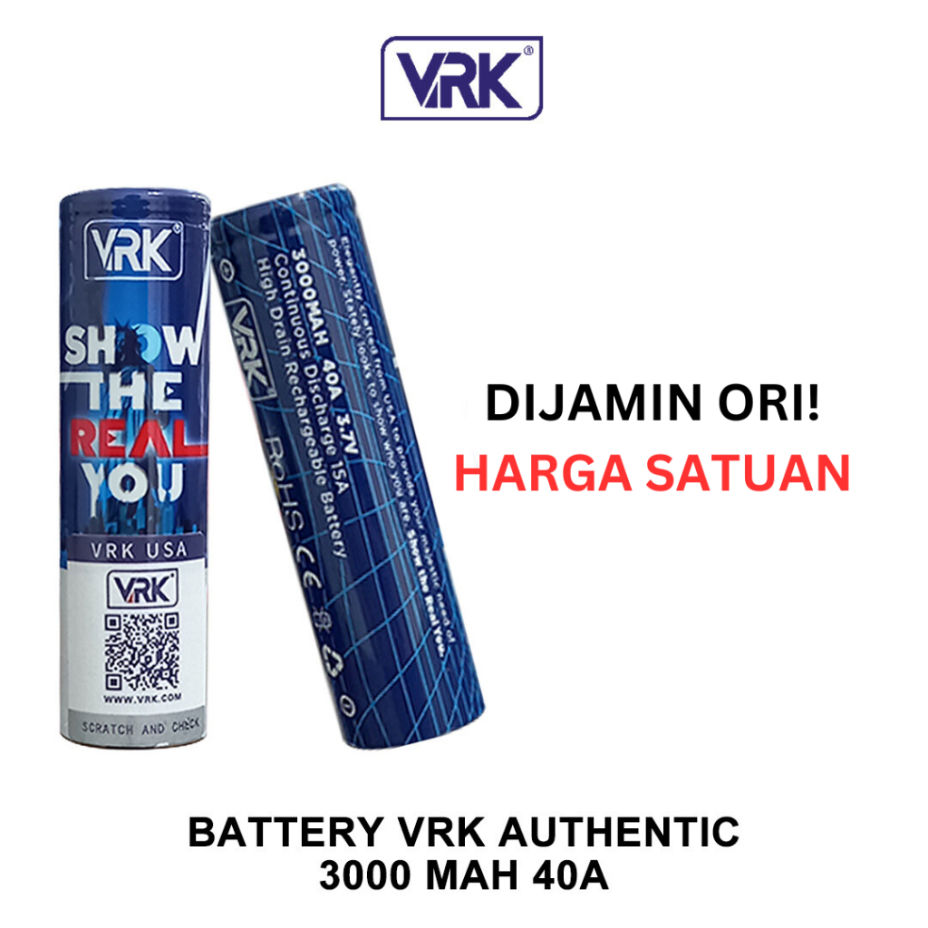 Jual (Authentic) Baterai 18650 VRK 3000mAh - Battery VRK 3000 mAh ...
