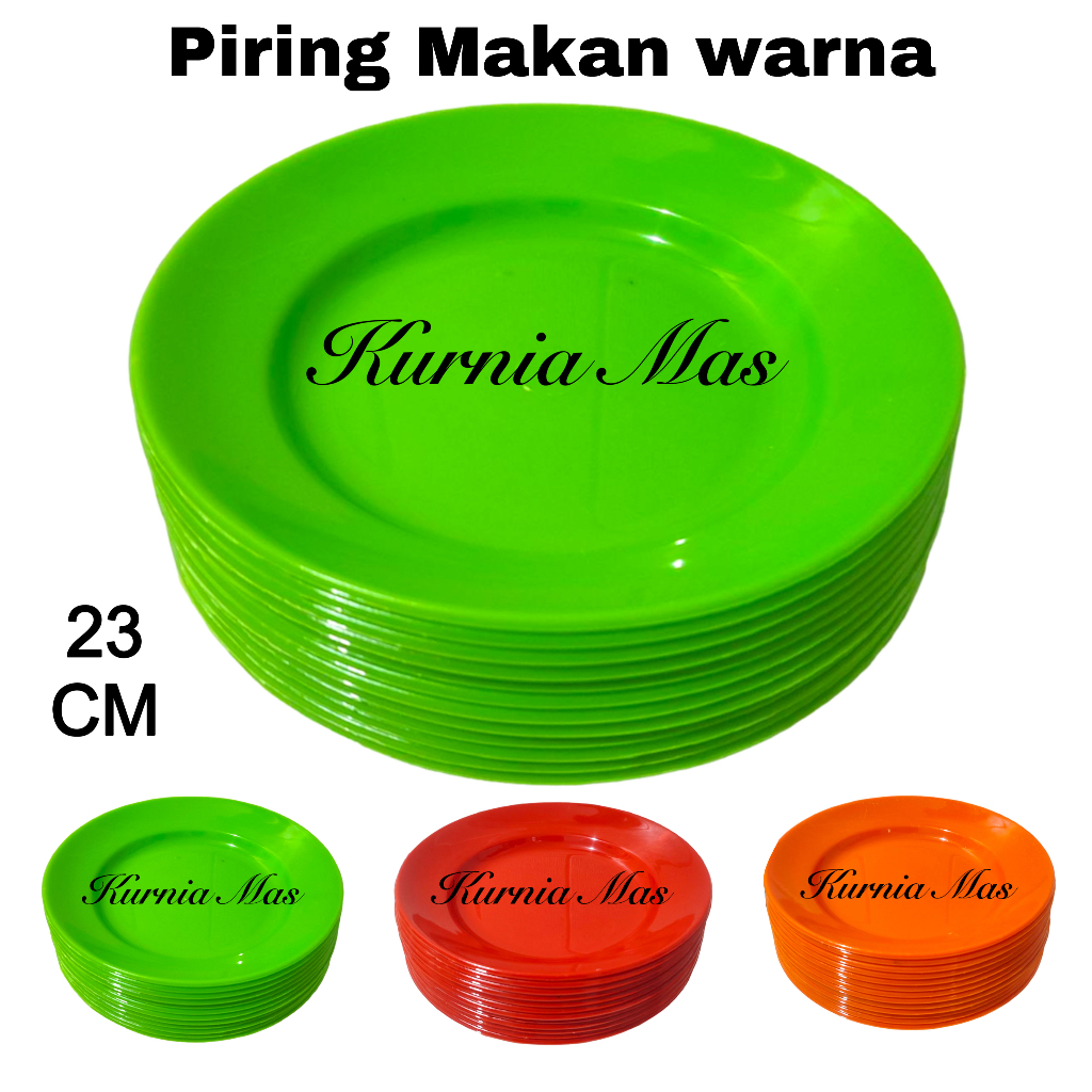 Jual PIRING MAKAN BESAR 23 CM PIRING PLASTIK BULAT TEBAL WARNA CANTIK ...