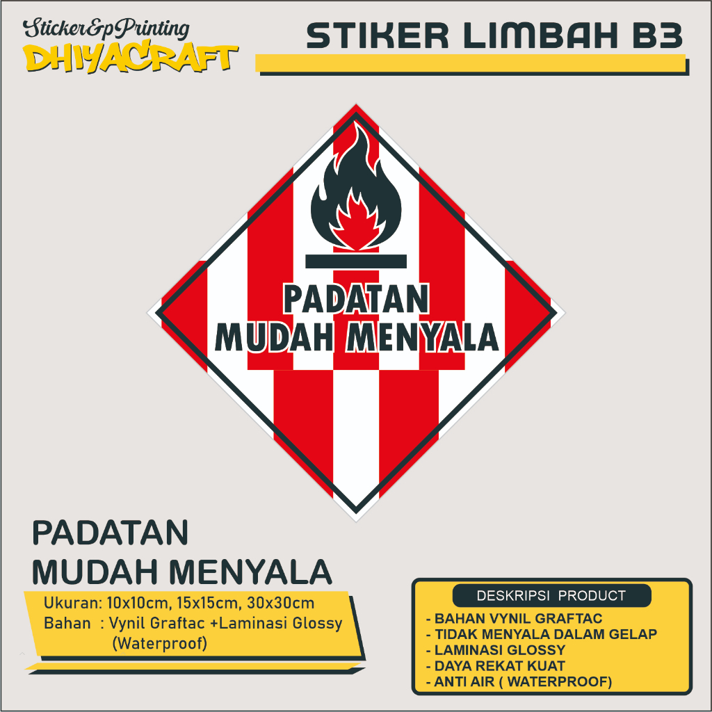 Jual Sticker Label Tanda Simbol Limbah B3 ukuran 10x10 cm Stiker Bahan ...