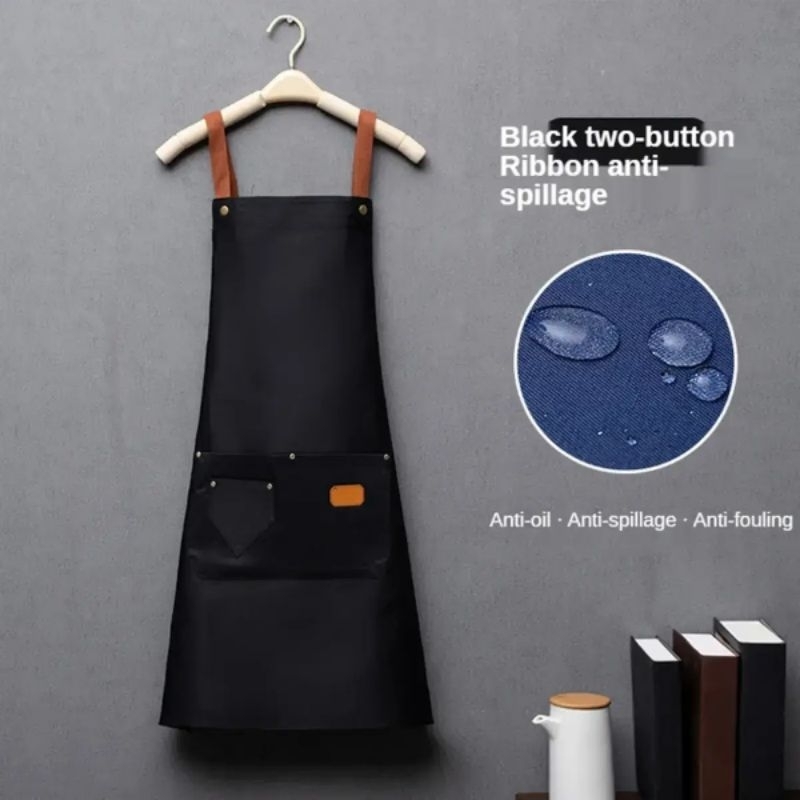 Jual Celemek Anti Air Dan Minyak Apron Barista Waiters Cafe Hitam ...