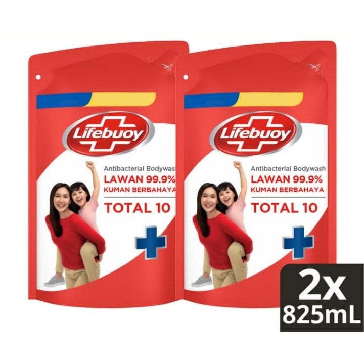 Jual Lifebuoy Total 10 Antibacterial Body Wash Refill 825 Ml – Twin ...
