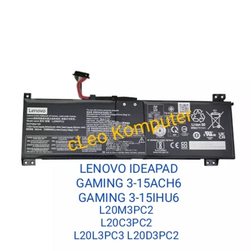 Jual BATERAI LENOVO IDEAPAD GAMING 3 15ACH6 15IHU6 L20M3PC2 L20C3PC2 ...