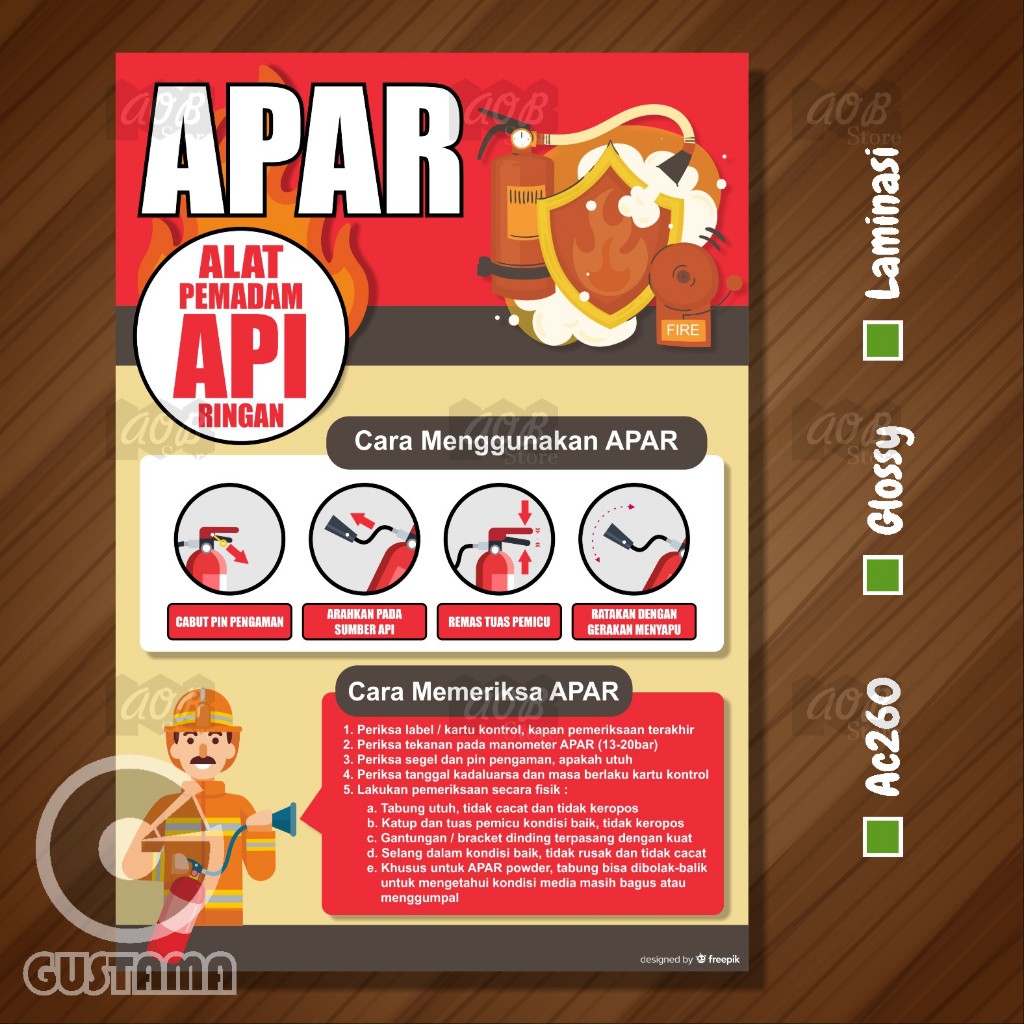 Jual Poster Alat Pemadam Api Ringan APAR, Poster Edukasi Wipe and Clean A3+ | Shopee Indonesia