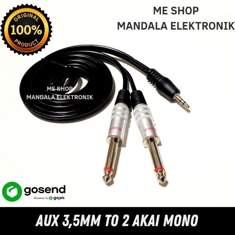 Jual kabel jack 3,5 to 2 akai mono 6,5mm panjang 1meter | Shopee Indonesia
