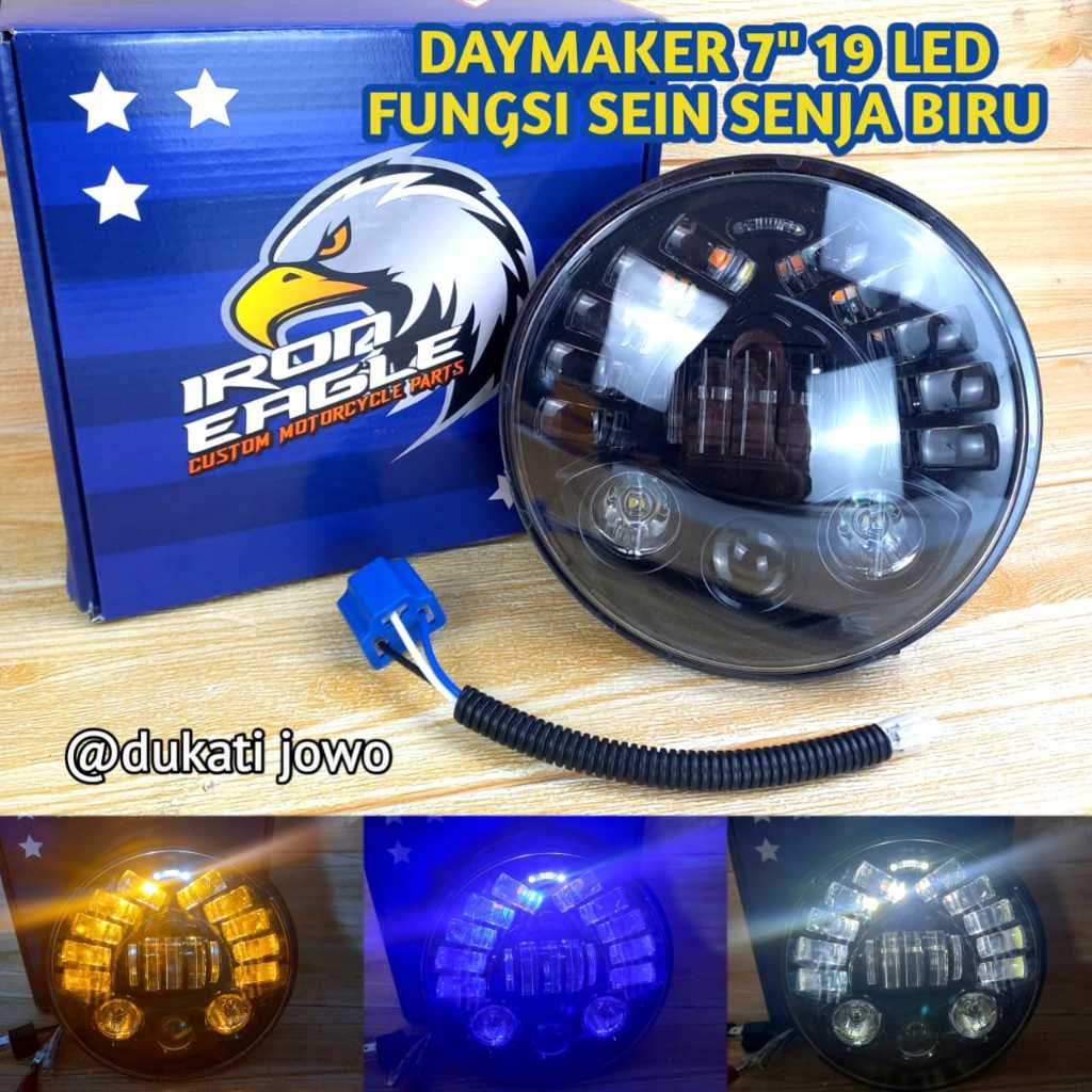 Jual LAMPU DEPAN DAYMAKER 19 LED JAPSTYLE HEADLAMP 7 INCH CUSTOM REFLECTOR CB IRON EAGLE SUPER ...