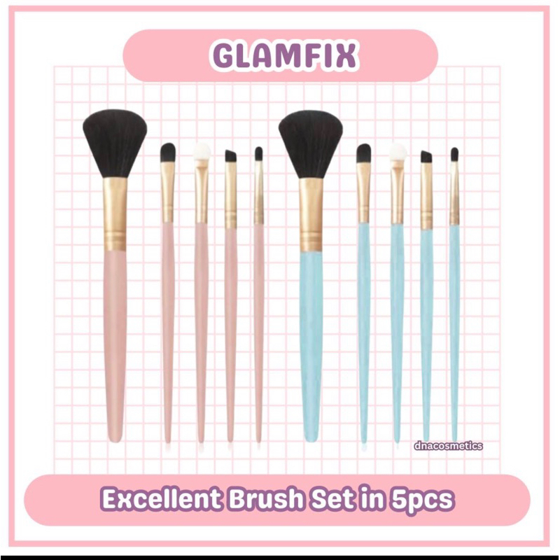 Jual GLAMFIX Excellent Brush Set Lake Blue Make Up 5 PCS | Shopee Indonesia