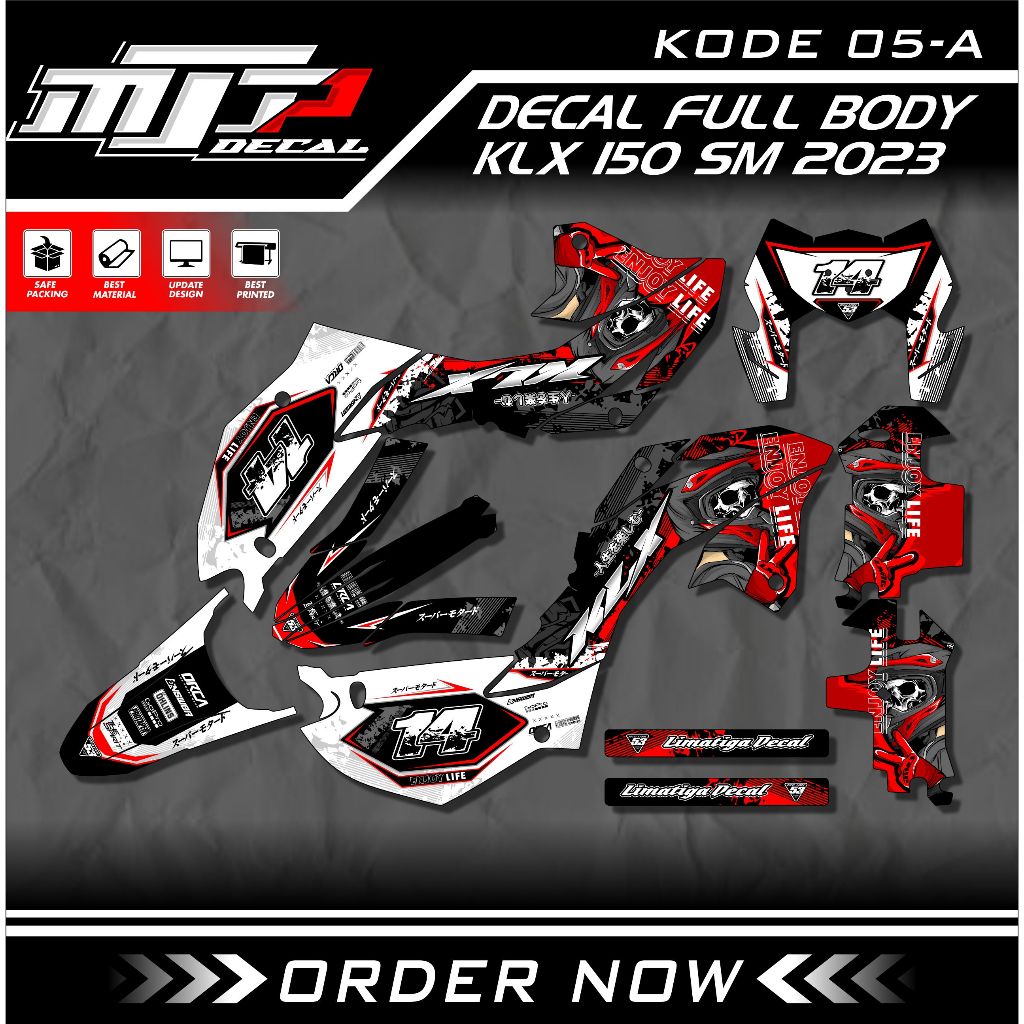 Jual Stiker Decal KLX 150 SM Full Body Terbaru 2023 Custom Super Glossy ...