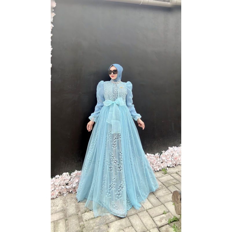 Jual Gaun Pesta Wanita Lesti Medina Full Brokat Organza Baju Kondangan ...