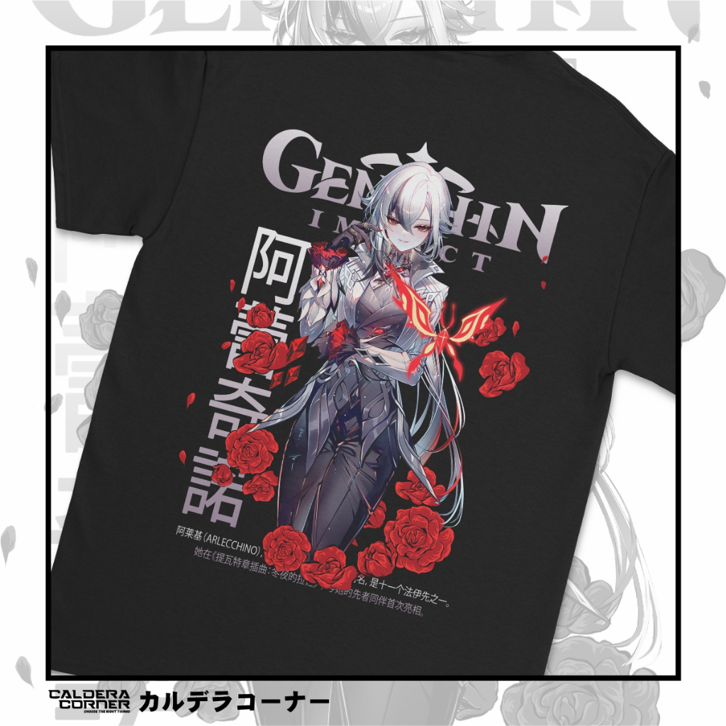 Jual Kaos Pria Game Anime Genshin Impact Arlecchino Katun Combed ...
