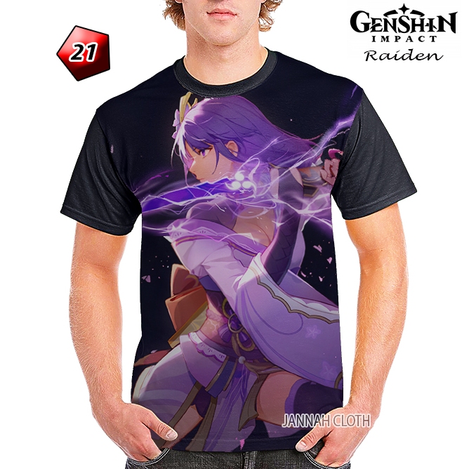 Jual Kaos Genshin Impact Raiden Shogun Electro Sword Kode GI-21 ...