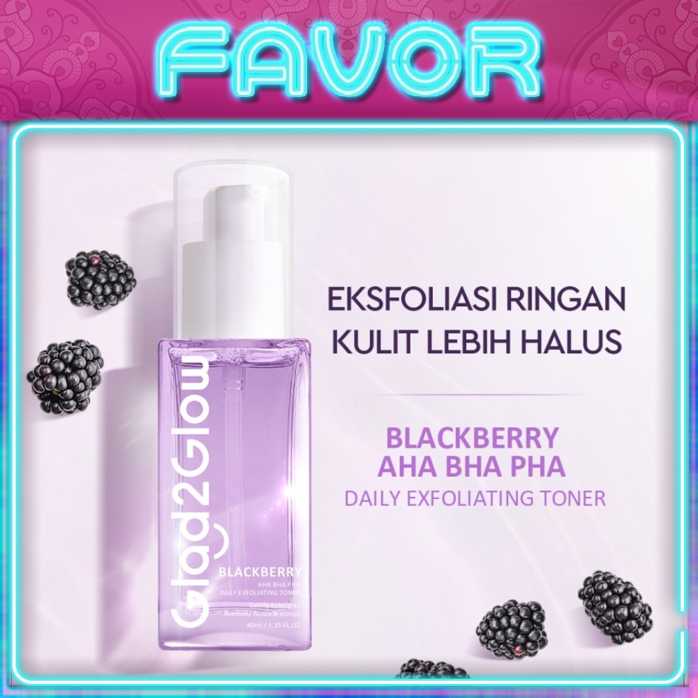 Jual Glad2Glow Blackberry AHA BHA PHA Daily Exfoliating Toner 40ml | GLAD 2 GLOW | Shopee Indonesia