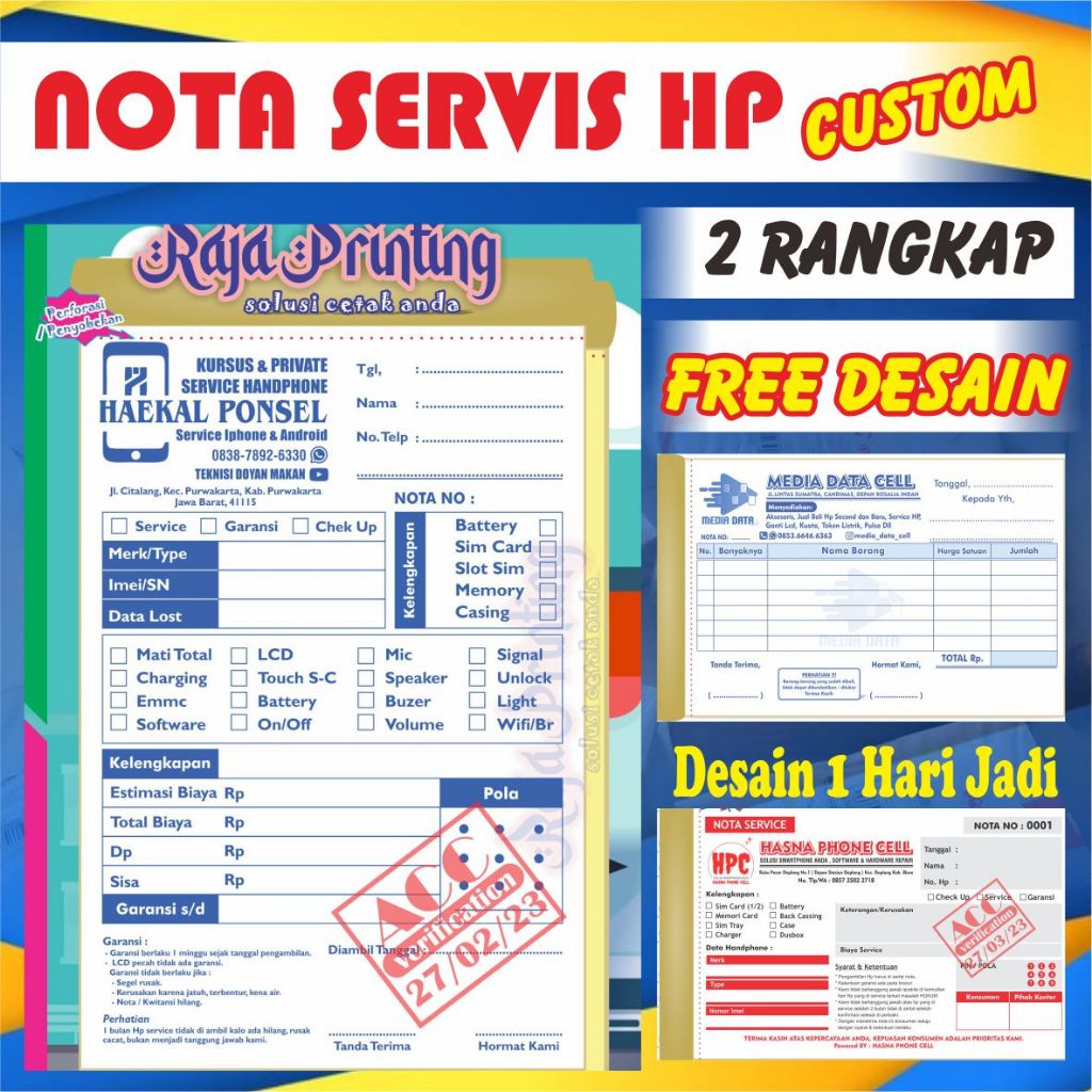 Jual Cetak Nota Servis HP Cellular Custom Request Nama Toko Sendiri 2 ...
