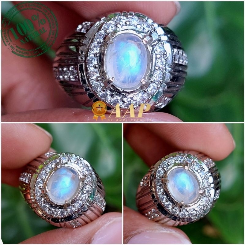 Jual Cincin biduri bulan natural moonstone biduri bulan air laut ...