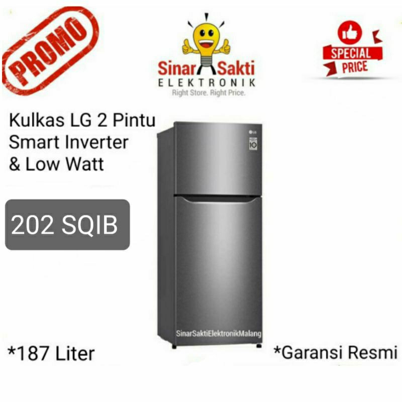 Jual Kulkas LG 2 Pintu GNB 202 SQIB SQIR Garansi Resmi Lemari Es G NB ...