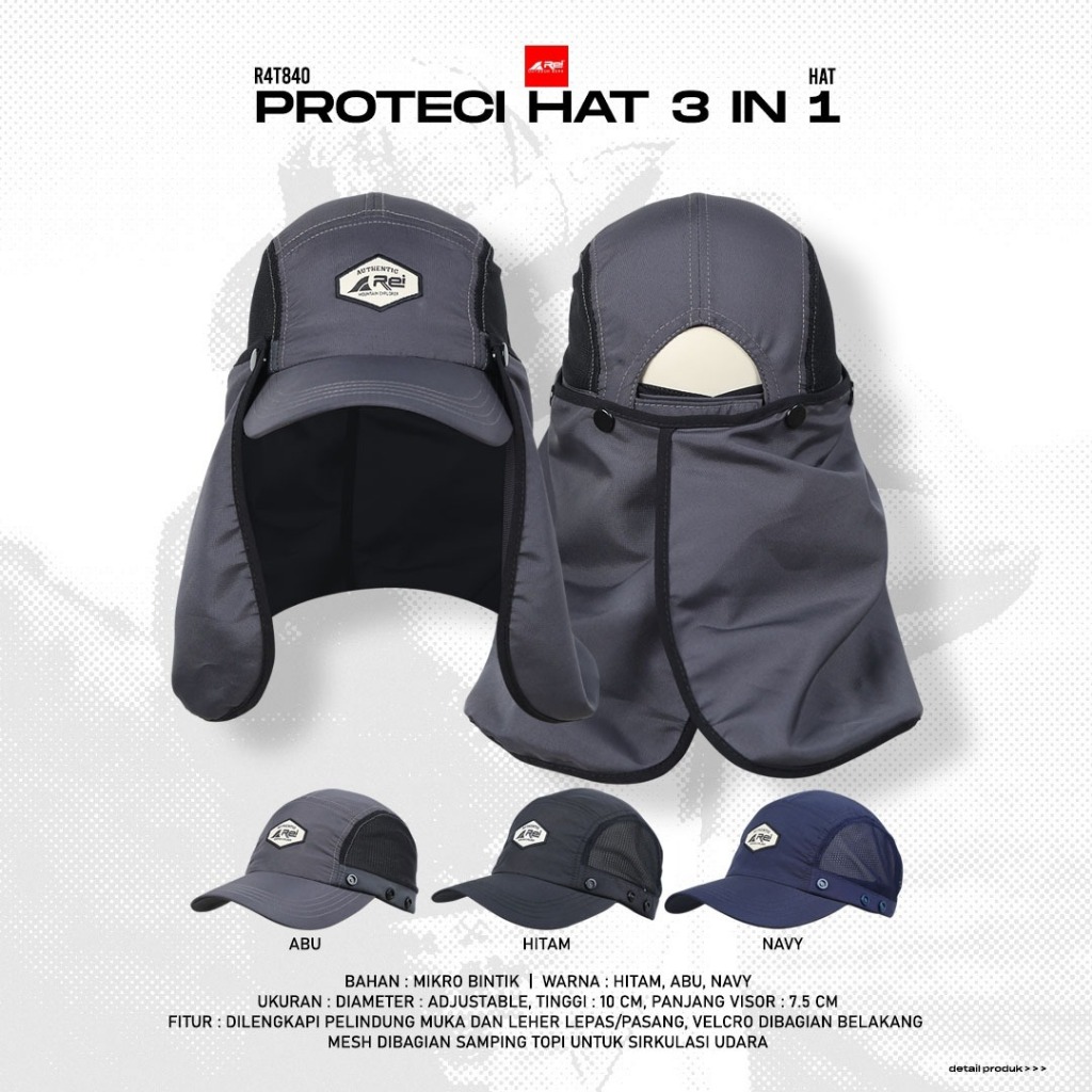 Jual Topi Pria / Wanita Proteci 3 in 1 Arei Outdoorgear | Shopee Indonesia