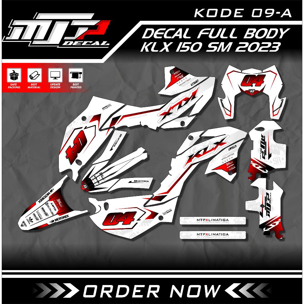 Jual Stiker Decal KLX 150 SM Full Body Terbaru 2023 Custom Super Glossy MTP DECAL Kode 09 ...