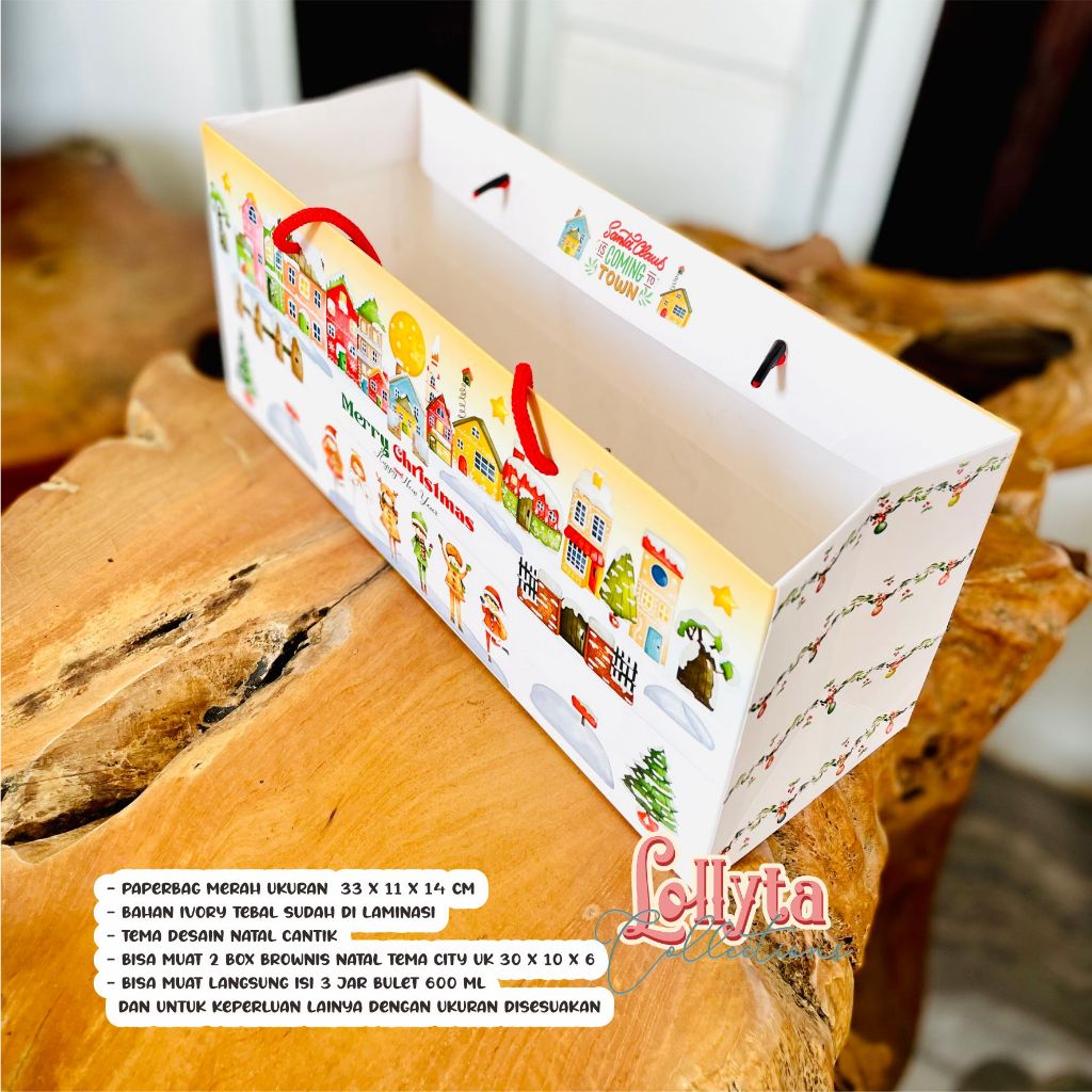 Jual Paperbag Natal size 33 x 11 x 14 cm Tema Village | Shopee Indonesia