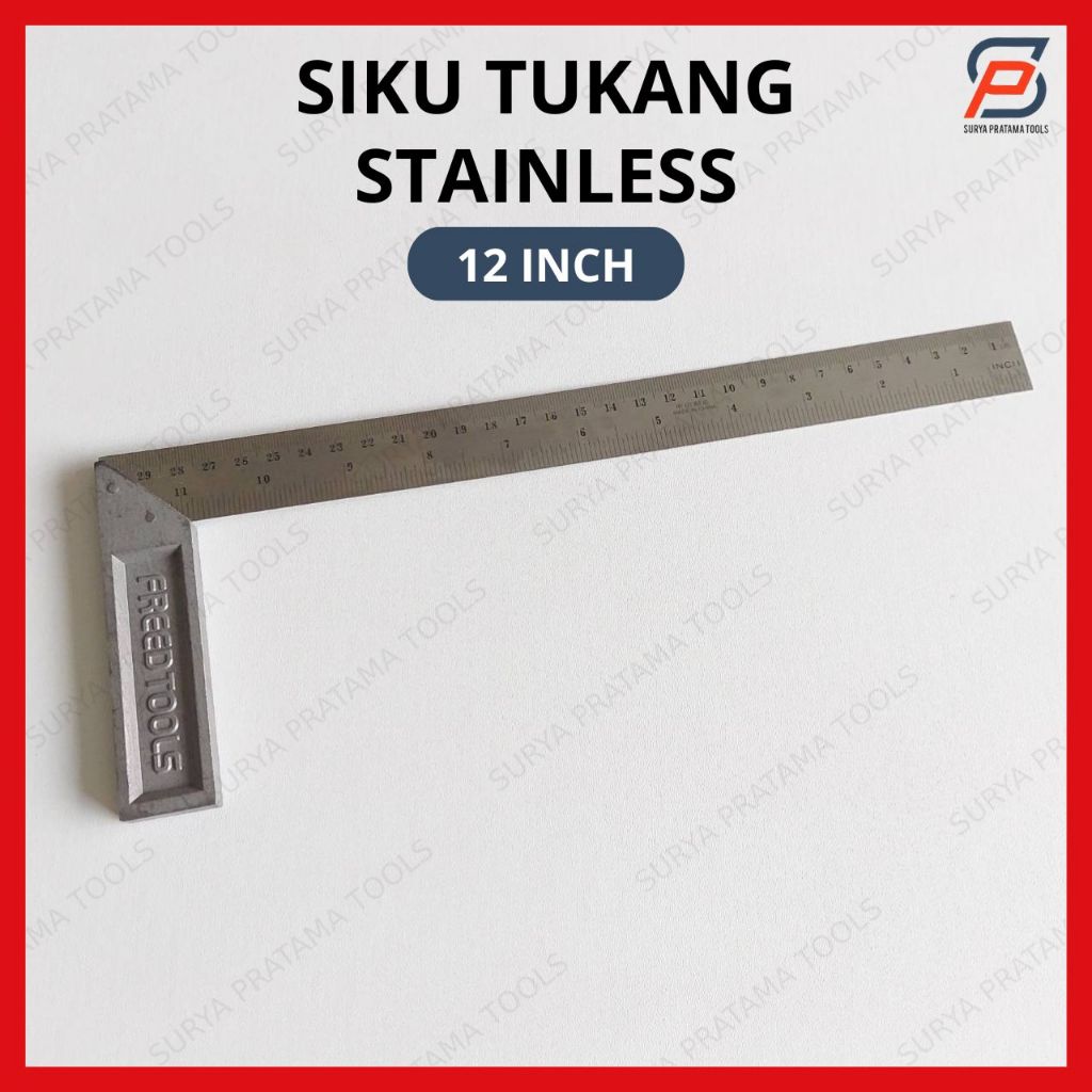 Jual Siku Tukang 12 Inch Stainless Steel Penggaris Siku 30 cm 12" Inci | Shopee Indonesia
