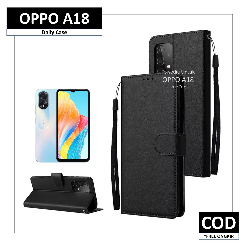 Jual Flip Case OPPO A18 Casing Dompet Kesing Pelindung HP Kulit Premium | Shopee Indonesia