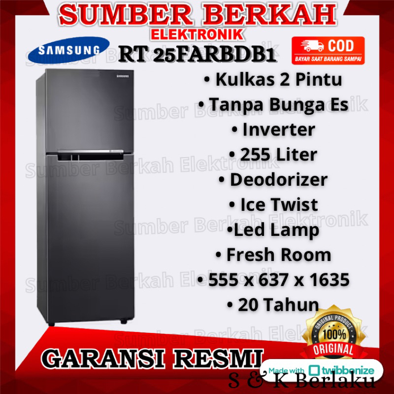 Jual Kulkas Samsung RT 25 FARBDSA , BDB1 inverter Kulkas 2 Pintu 255 ...