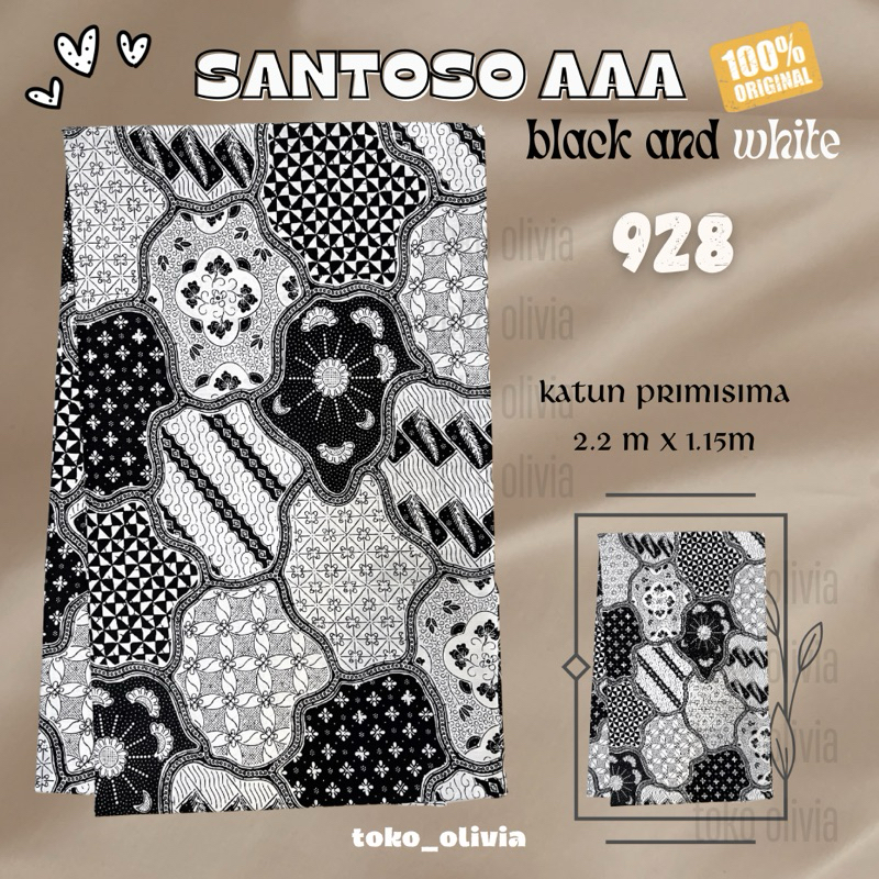 Jual KAIN BATIK SANTOSO AAA UNGGUL JAYA JARIK BATIK HITAM PUTIH PANJANG DAN HALUS sidoluhur ...