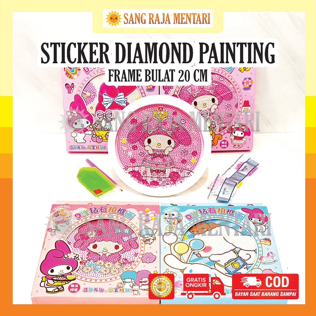 Jual Sticker Diamond Painting Kit Dapat Bingkai Frame Bulat 20 cm ...